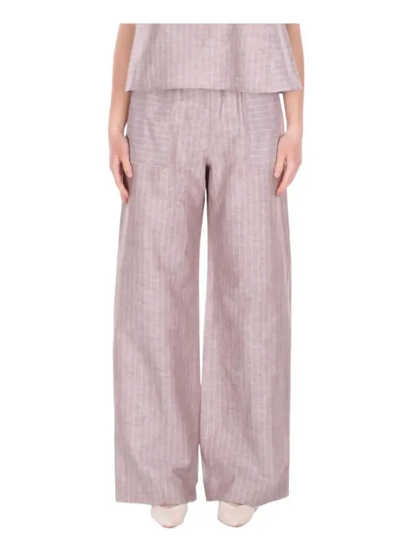 Max Mara Striped Wide-leg Casual Pants - Pink