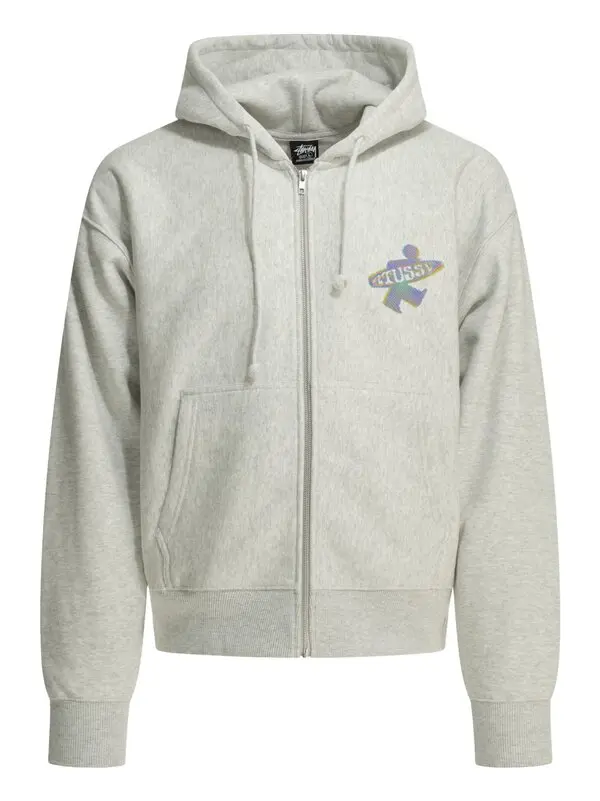 StÜssy Pixel Logo Zip Hoodie - Grey