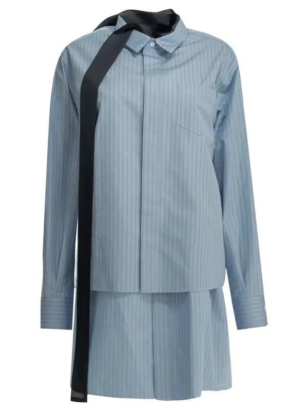 Sacai Striped Scarf Detail Mini Dress - No