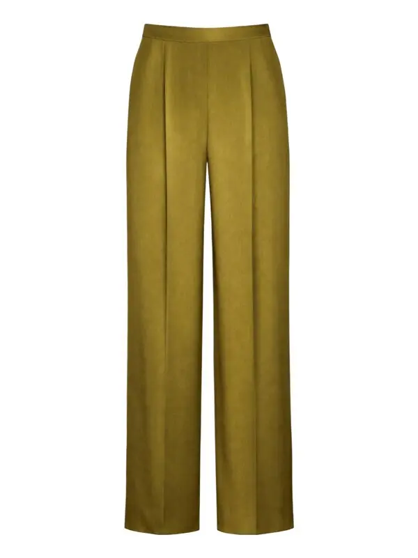 Max Mara Wide Leg Silk Trousers - Green