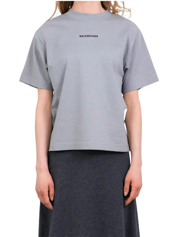 Balenciaga Logo Crewneck Short Sleeve T-shirt - Grey