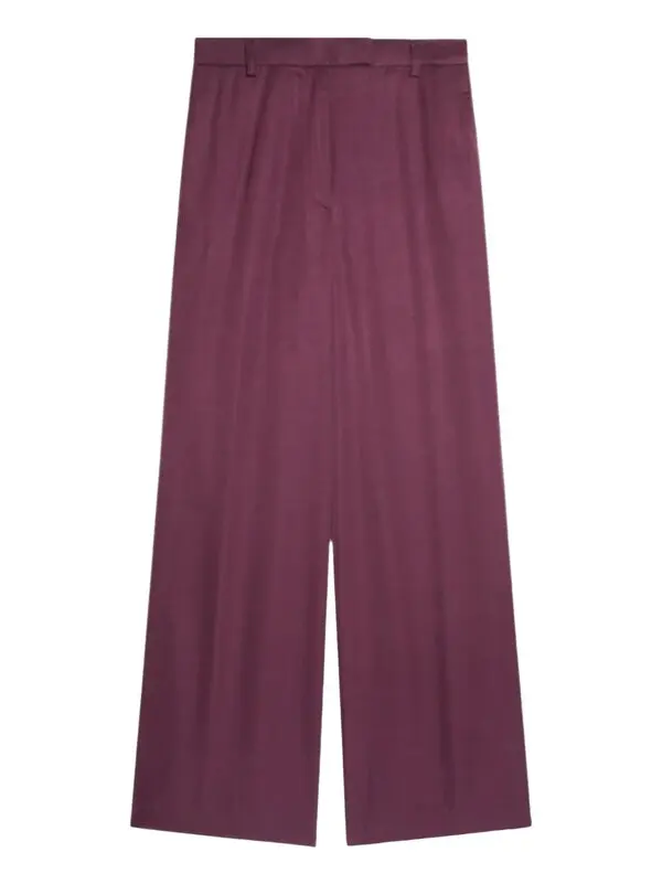 Dries Van Noten High Waist Wide Leg Pants With Belt Loops - Purple