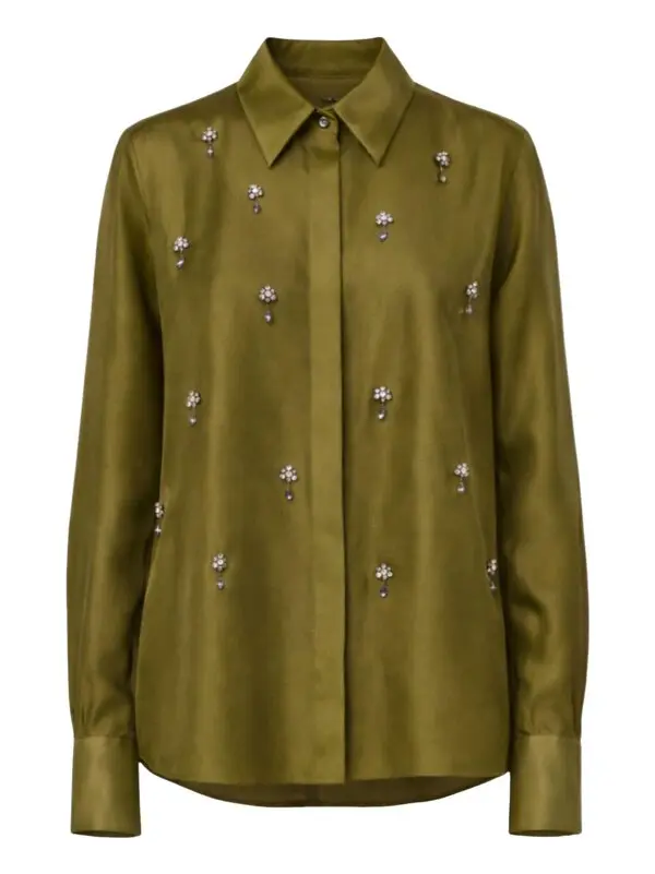 Max Mara Embellished Long Sleeve Shirt - Brown