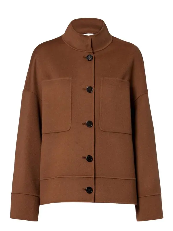 Max Mara Long-sleeved Stand Collar Jacket - Brown