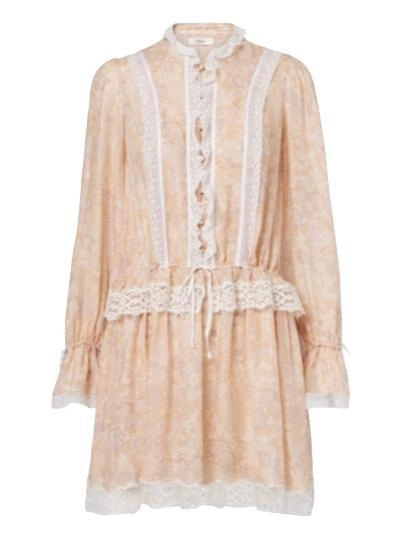 Chloé Floral Silk Charmeuse Lace-trimmed Minidress - Pink