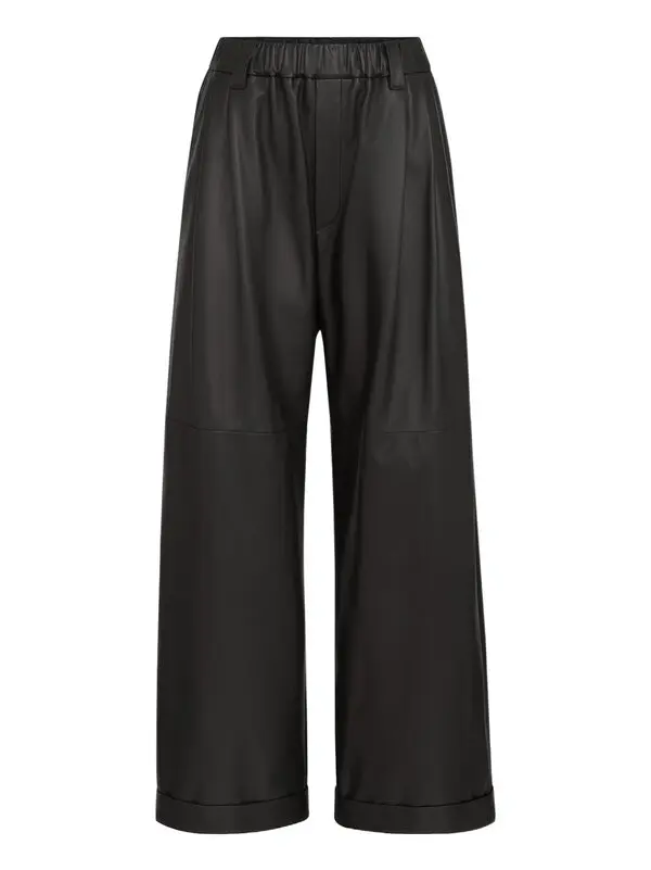 Brunello Cucinelli Nappa Leather Baggy Trousers - Black