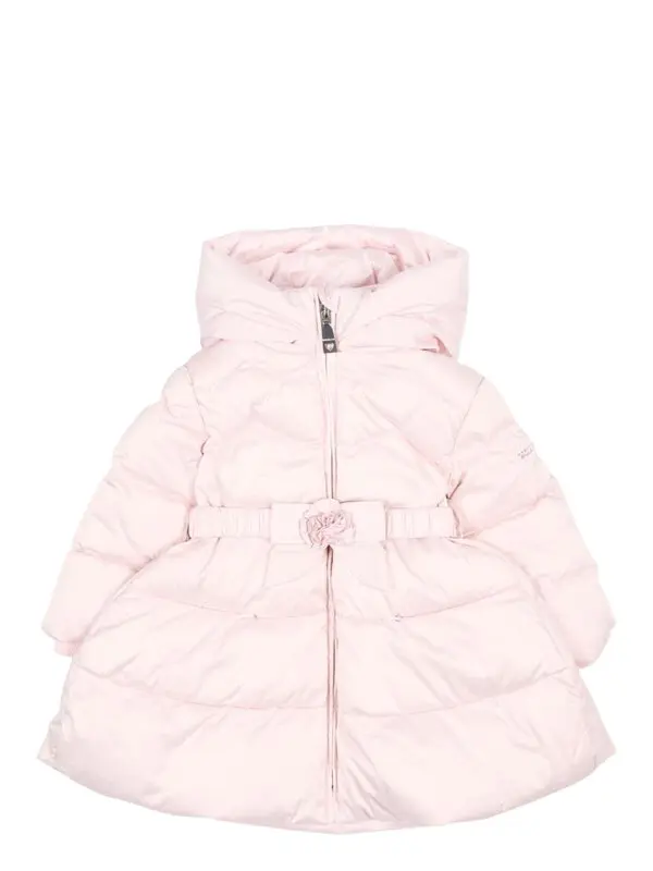 Monnalisa Belted Quilted Floral-embellished Jacket - Pink