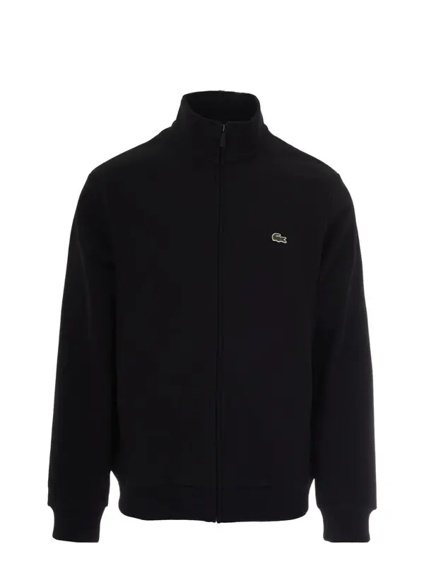 Lacoste Full Zip Hoodie With Logo - Black