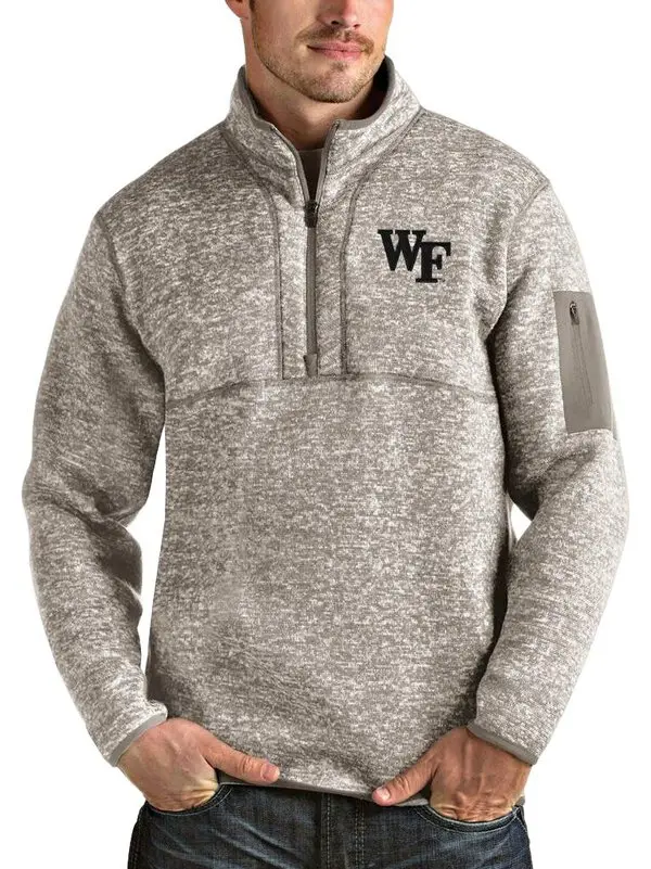ANTIGUA Wake Forest Demon Deacons Fortune Half-zip Pullover Jacket - Oatmeal