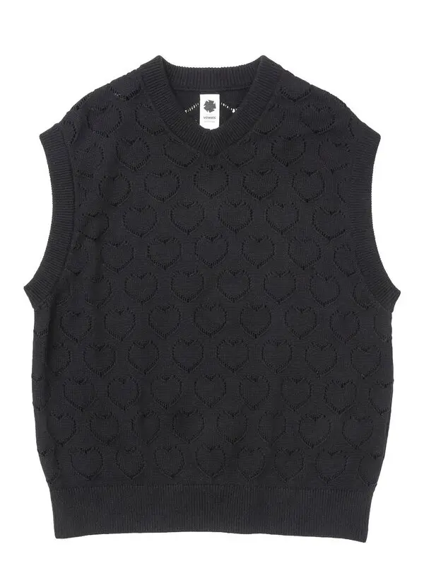 VOWELS Eyelet Sweater Vest - Black