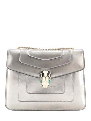 BVLGARI Serpenti Forever Square Shoulder Bag Metallic Leather Small - Metallic Silver