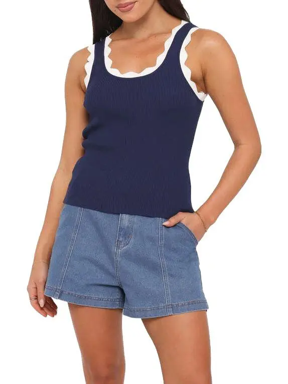 PETAL & PUP High-waisted Denim Shorts With Side Vents - Medium Wash