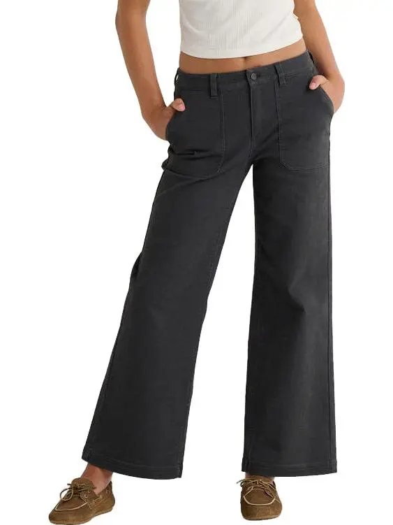 FREE FLY Wide Leg Stretch Cotton Pants - Anthracite