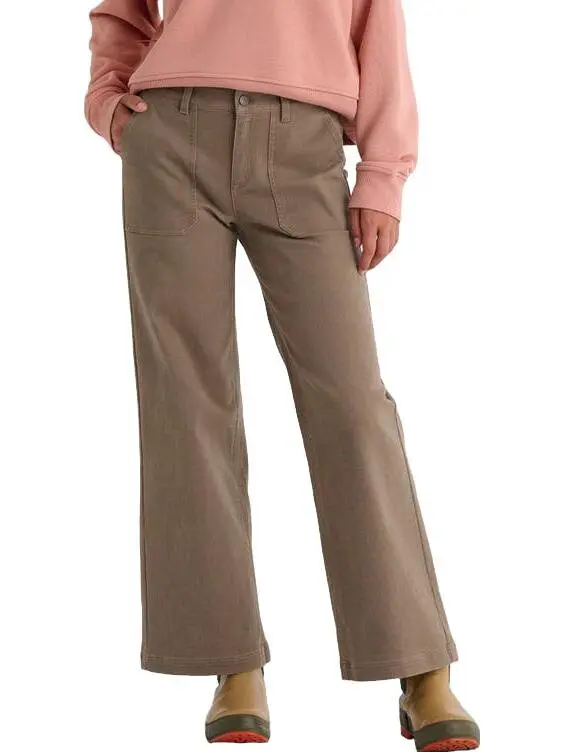 FREE FLY Wide Leg Stretch Cotton Pants - Fossil