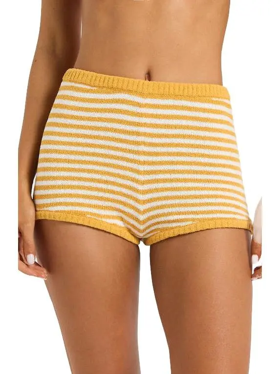 Bond Eye Ozzy Striped Knit High-waist Shorts - Saffron/white