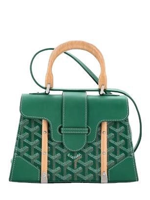 Goyard Structured Saigon Top Handle Bag Coated Canvas With Leather Mini - Green