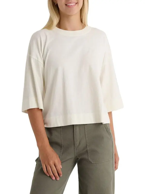 FREE FLY Heavyweight Cotton Crop T-shirt - Bone