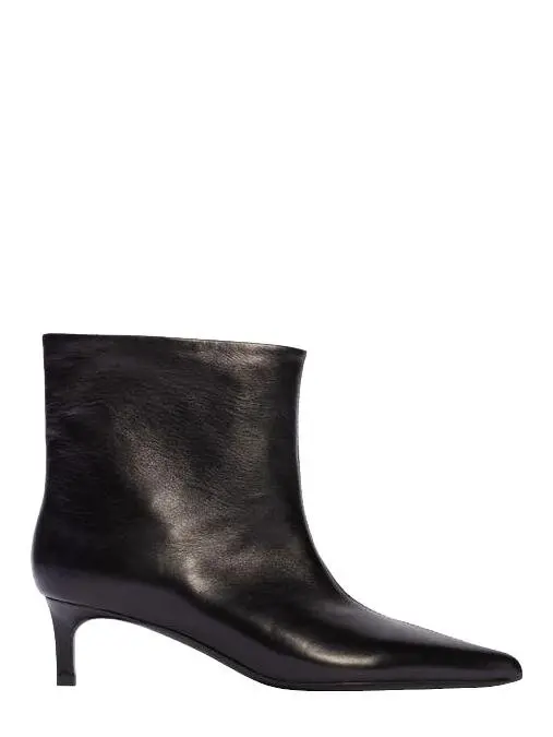 BLACK SUEDE STUDIO Trina 50 Pointed Toe Kitten Heel Boots - Black Leather