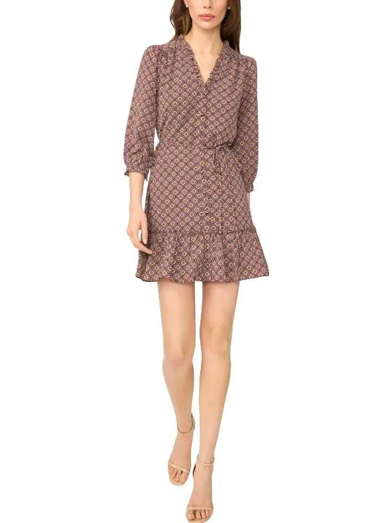 CECE DUPRAZ Ruffled V-neck Mini Dress - Hazel