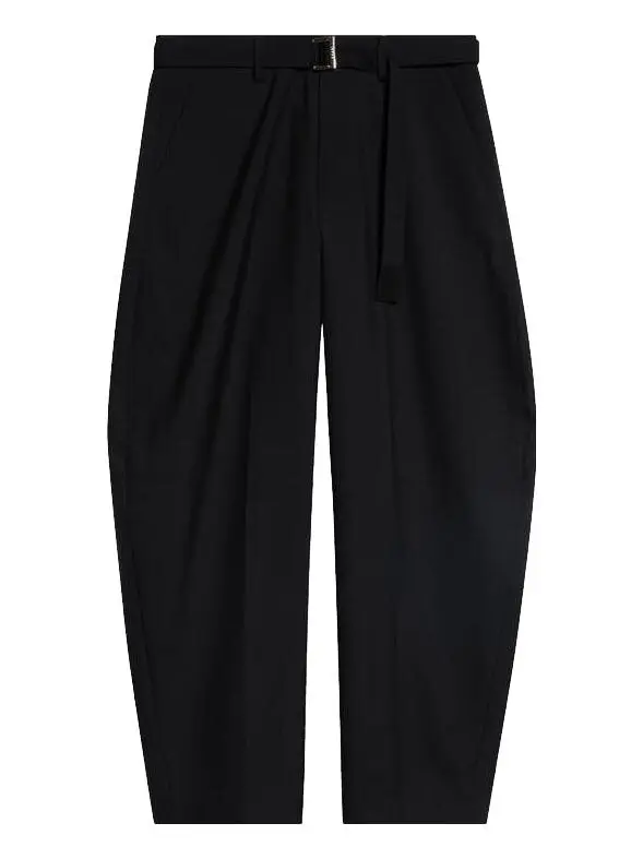Sacai Barrel Leg Suiting Pants With Detachable Belt - Black