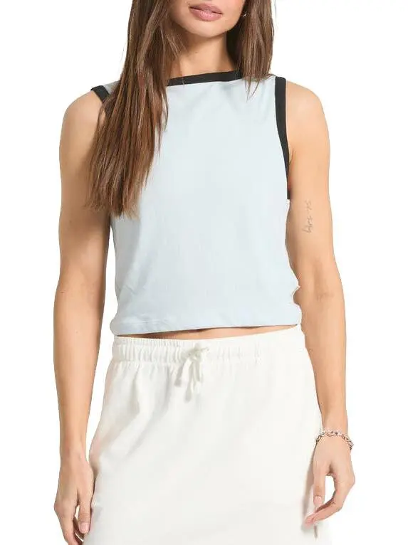 Brixton Garment Dye Crop Ringer Tank - Blue Aura