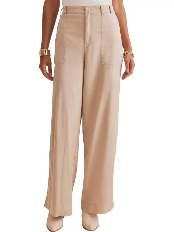 Splendid Colette Wide Leg Stretch Cotton Blend Pants - Wheat Beige