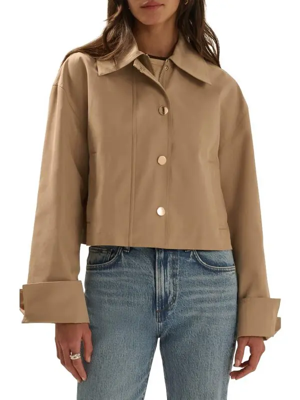 FAVORITE DAUGHTER The Rue Cropped Trench Jacket - Khaki