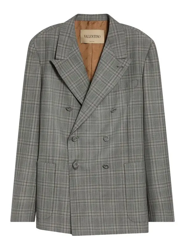 Valentino Garavani Plaid Mohair & Wool Sport Coat - Grey