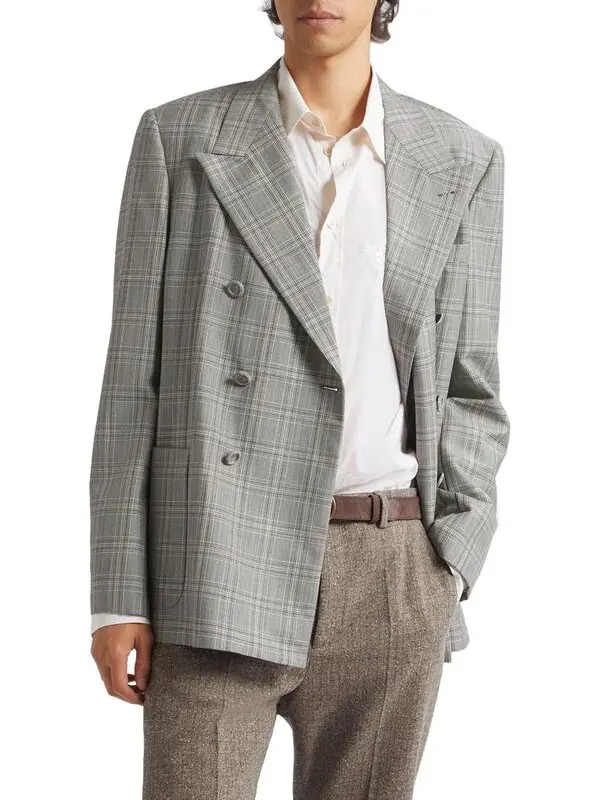 Valentino Garavani Plaid Mohair & Wool Sport Coat - Grey