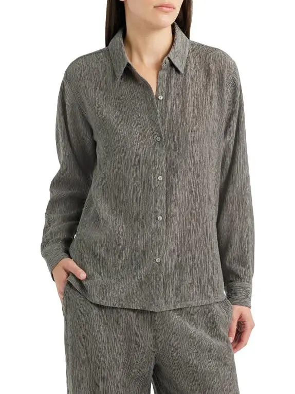 Eileen Fisher Classic Collar Textured Shirt - Twine