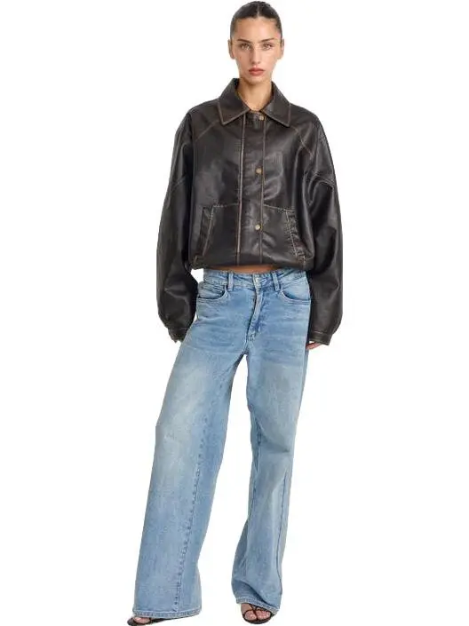 SASHA THERESE Alix Faux Leather Jacket - Chocolate