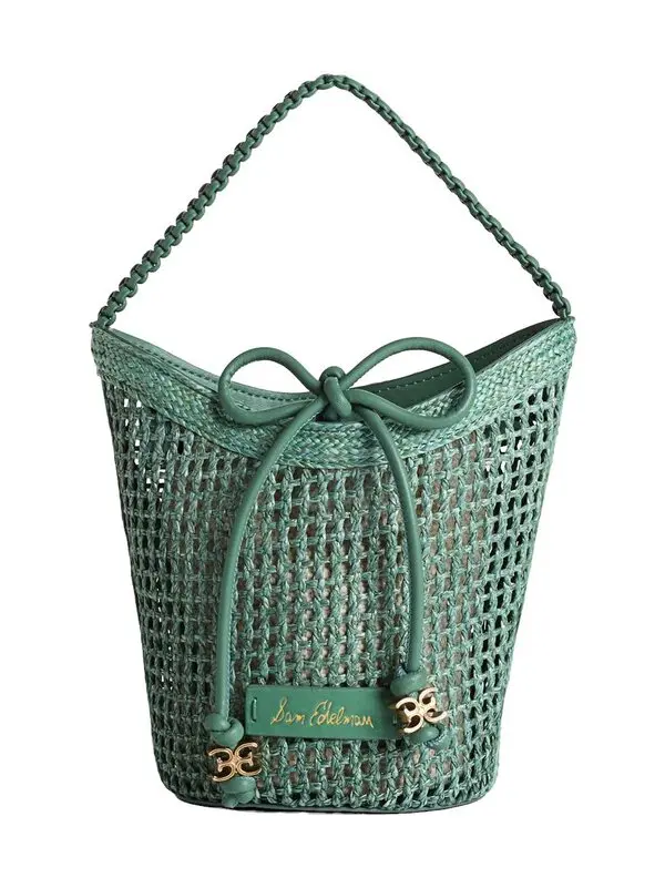 Sam Edelman Marcie Woven Raffia Effect Bucket Bag - Sage