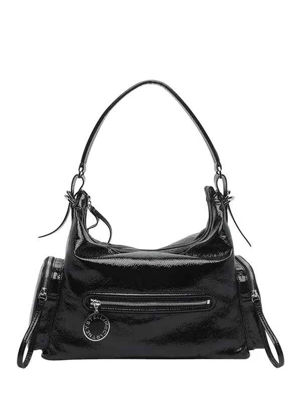 Stella McCartney Dartmoor Shoulder Bag With Shiny Wrinkled Effect - Black