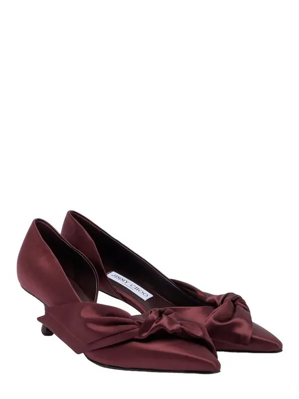 JIMMY CHOO Issy Bow-detail Satin Pumps - Burgundy