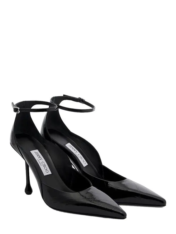 JIMMY CHOO Quinci Leather Pumps With Buckle-fastening Ankle Strap - Black