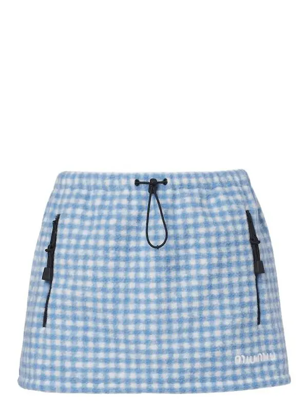 Miu Miu Gingham Miniskirt - White