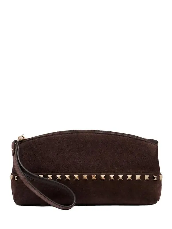 Valentino Garavani Rockstud Suede Pouch - Brown