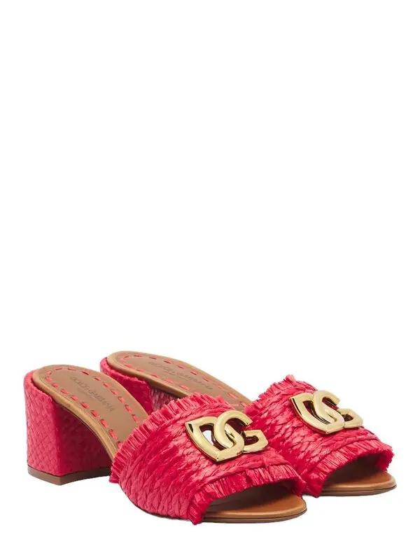 Dolce & Gabbana Woven Mules With Gold Tone Dg Hardware - Red