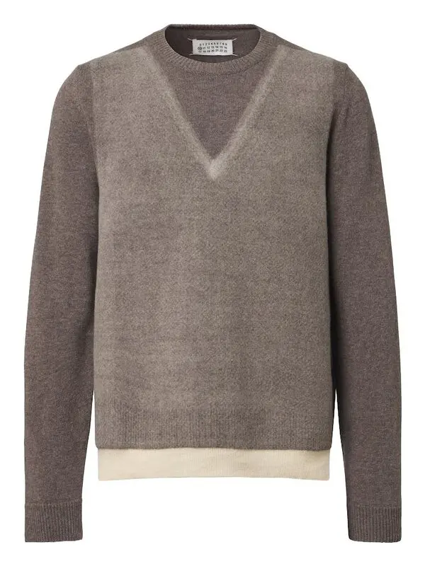 MAISON MARGIELA Printed Virgin Wool Sweater - Brown