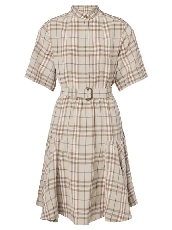 Burberry Check Belted Minidress - Beige