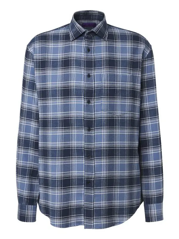 Ralph Lauren Purple Label Checked Cotton Shirt - Blue