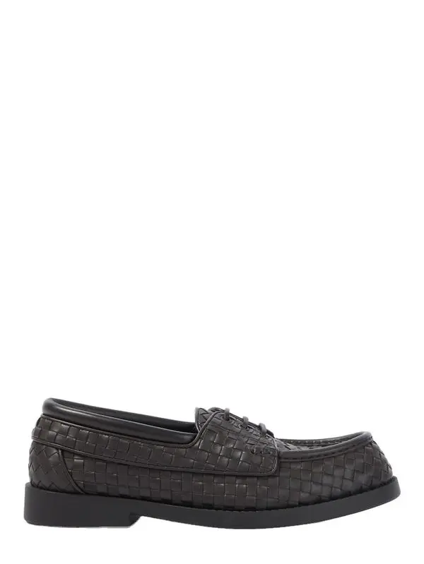 Bottega Veneta Pier Intrecciato Leather Boat Shoes - Brown