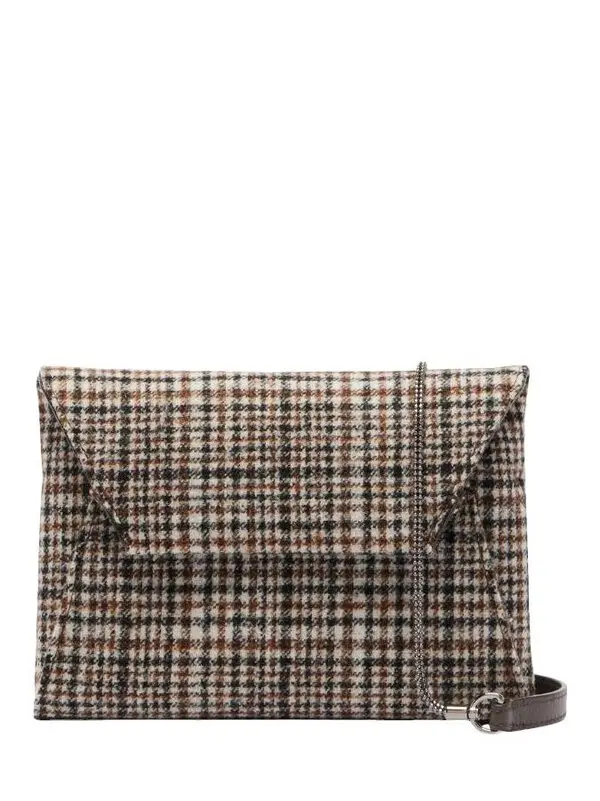 Brunello Cucinelli Monili Mini Plaid Clutch - Beige
