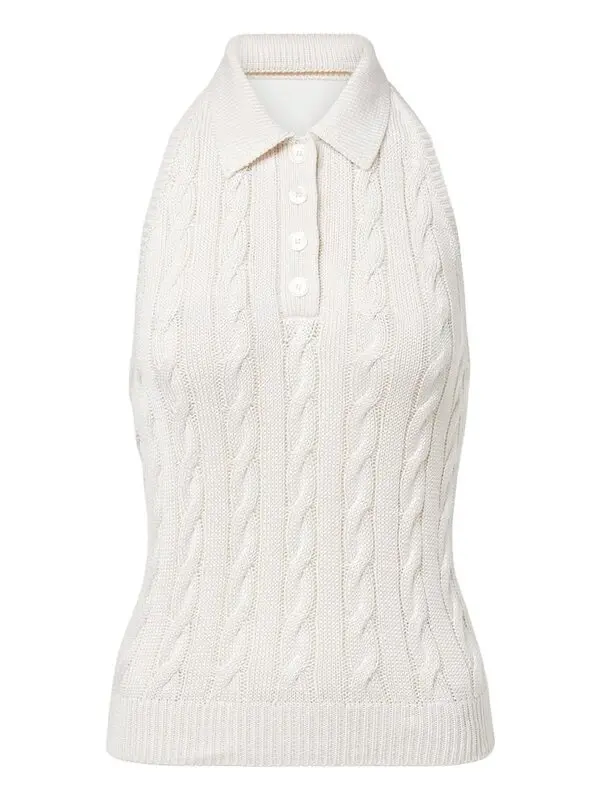 Ralph Lauren Cable-knit Silk Halter Top - White