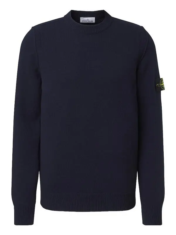 Stone Island Compass Badge Wool-blend Sweater - Blue