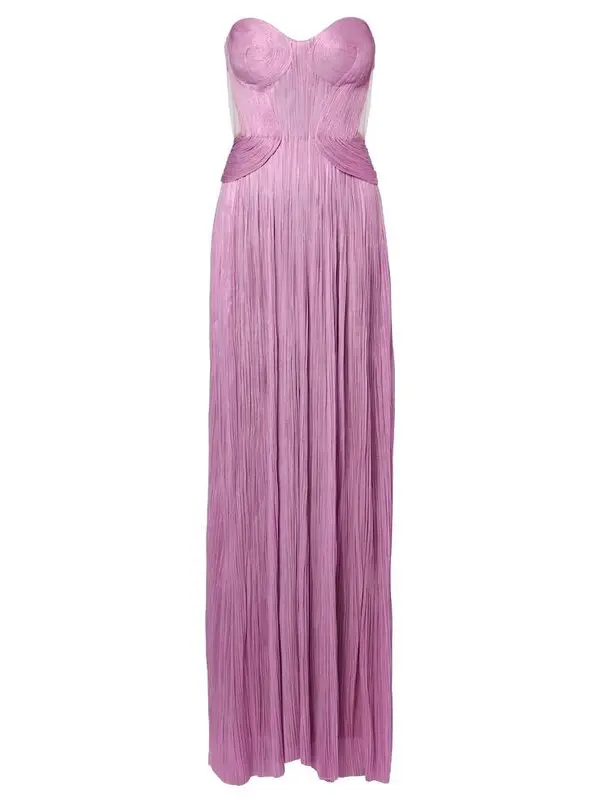 MARIA LUCIA HOHAN Kamina Metallic Silk Corset Gown - Pink