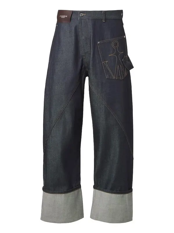 JW Anderson Embroidered Wide-leg Jeans - Blue