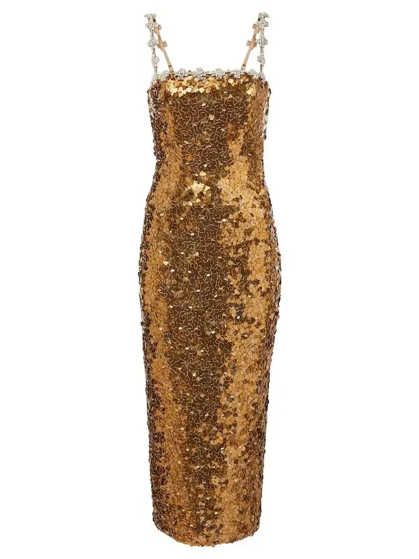 Rachel Gilbert Karter Sequined Cocktail Dress - Gold