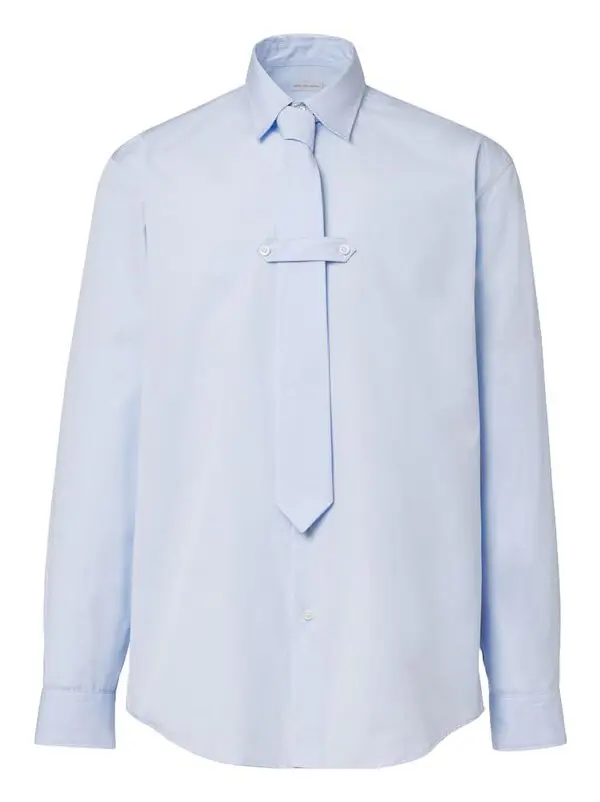 Dries Van Noten Cotton Poplin Shirt With Tie - Blue