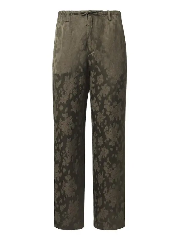 Dries Van Noten Jacquard Straight Leg Pants - Green